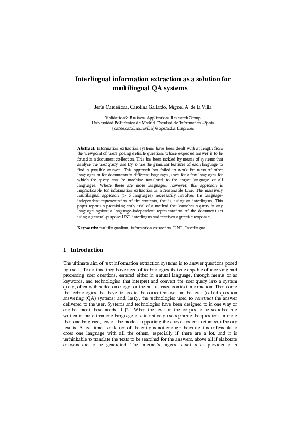 (PDF) Interlingual Information Extraction as a Solution for ...