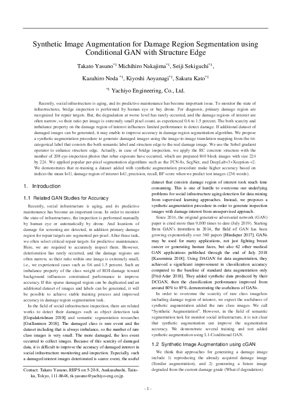 (PDF) Synthetic Image Augmentation for Damage Region Segmentation using Conditional GAN with ...