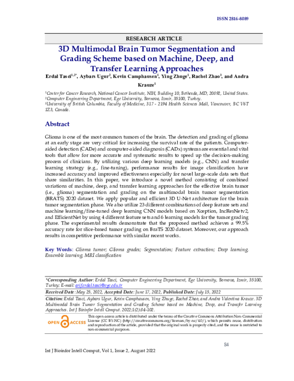 Pdf 3d Multimodal Brain Tumor Segmentation And Grading Scheme Based