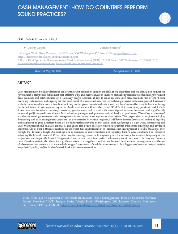 (PDF) Cash Management: How Do Countries Perform Sound Practices?