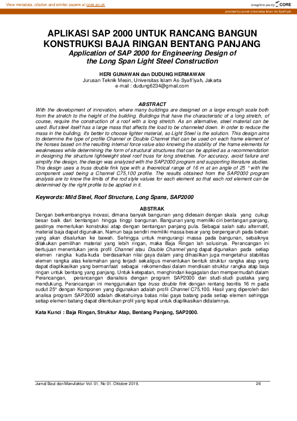 (PDF) Aplikasi Sap 2000 Untuk Rancang Bangun Konstruksi Baja Ringan ...