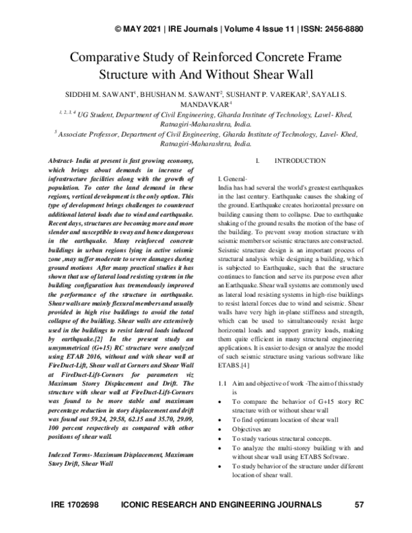 (PDF) Comparative Study of Reinforced Concrete Frame Structure with And Without Shear Wall