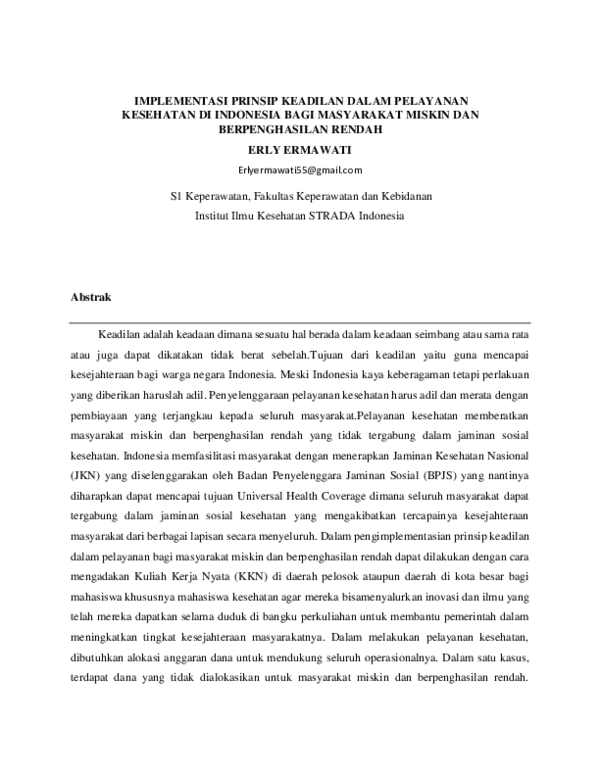 (PDF) IMPLEMENTASI PRINSIP KEADILAN DALAM PELAYANAN KESEHATAN DI INDONESIA BAGI MASYARAKAT ...