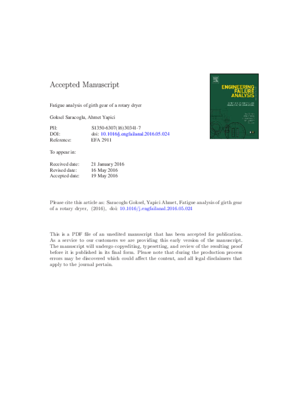 (PDF) Fatigue analysis of girth gear of a rotary dryer