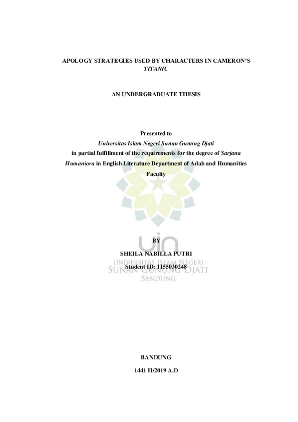 (PDF) Apology strategies used by characters in Cameron's Titanic