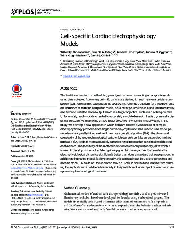 Pdf Cell Specific Cardiac Electrophysiology Models Armen Kherlopian