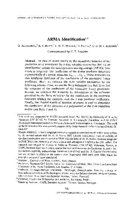 (PDF) ARMA identification