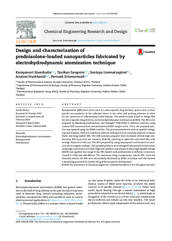 (PDF) Design and characterization of prednisolone-loaded nanoparticles fabricated by ...