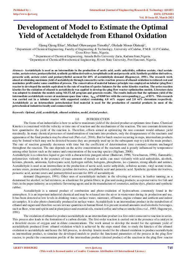 (PDF) Development of Model to Estimate the Optimal Yield of ...