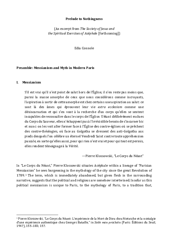 (PDF) Prelude to Nothingness
