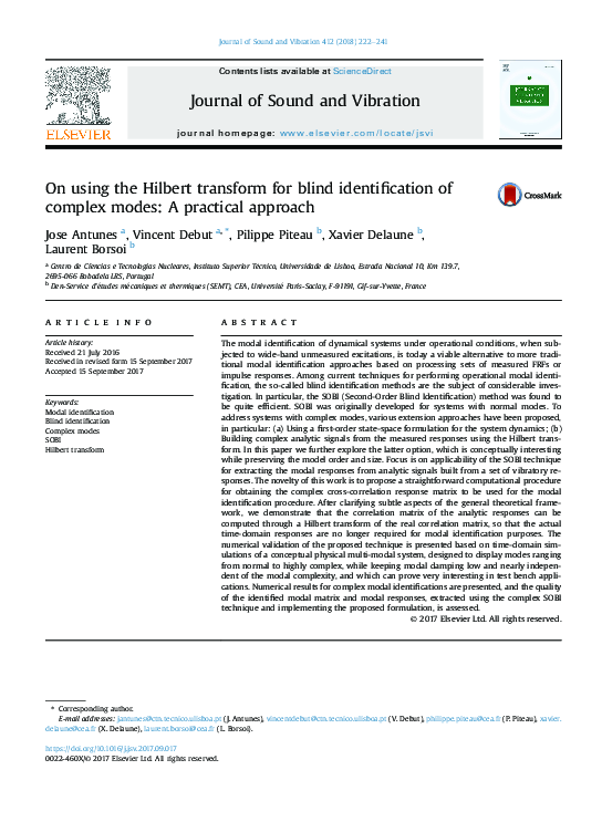 (PDF) On using the Hilbert transform for blind identification of complex modes: A practical approach