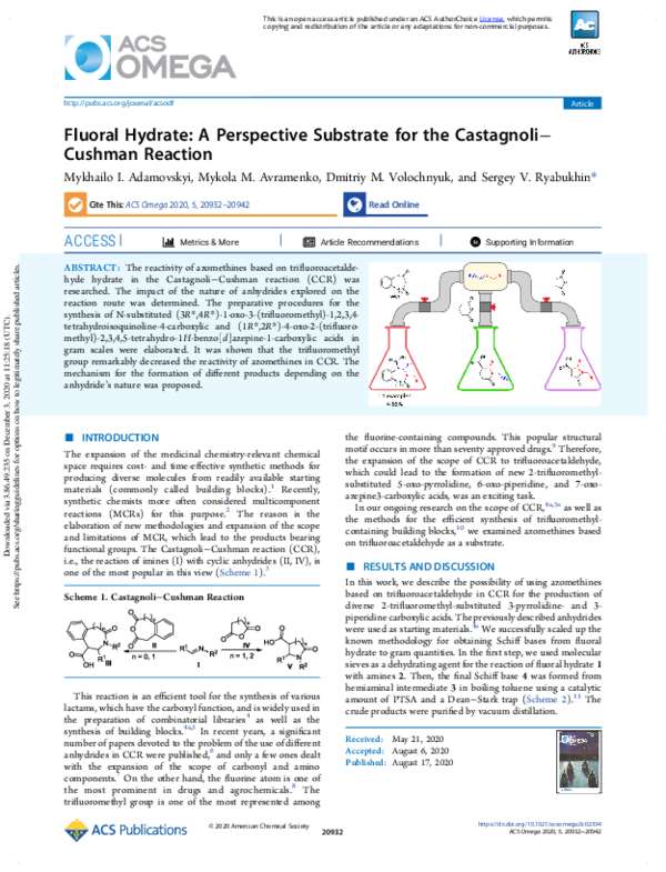 (PDF) Fluoral Hydrate: A Perspective Substrate for the ...