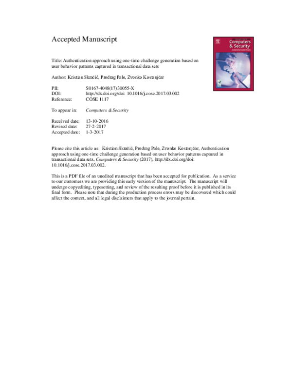 (PDF) Authentication approach using one-time challenge generation based ...