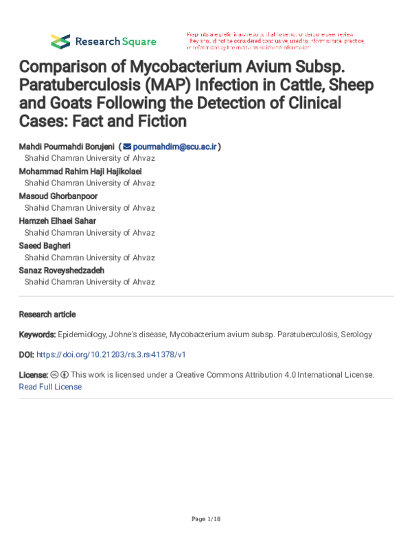 (PDF) Comparison of Mycobacterium Avium Subsp. Paratuberculosis (MAP ...