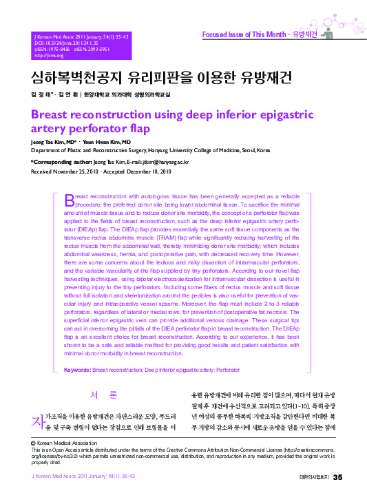 (PDF) Breast reconstruction using deep inferior epigastric perforator flaps in EEC syndrome