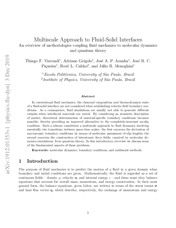 (PDF) Multiscale Approach to Fluid-Solid Interfaces: An overview of methodologies coupling fluid ...