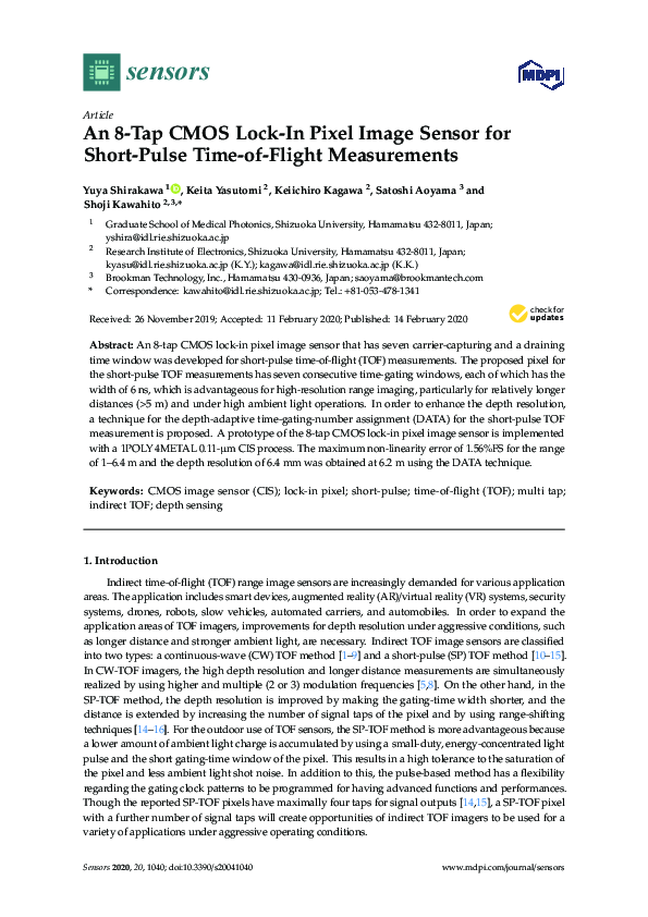 (PDF) An 8-Tap CMOS Lock-In Pixel Image Sensor for Short-Pulse Time-of ...