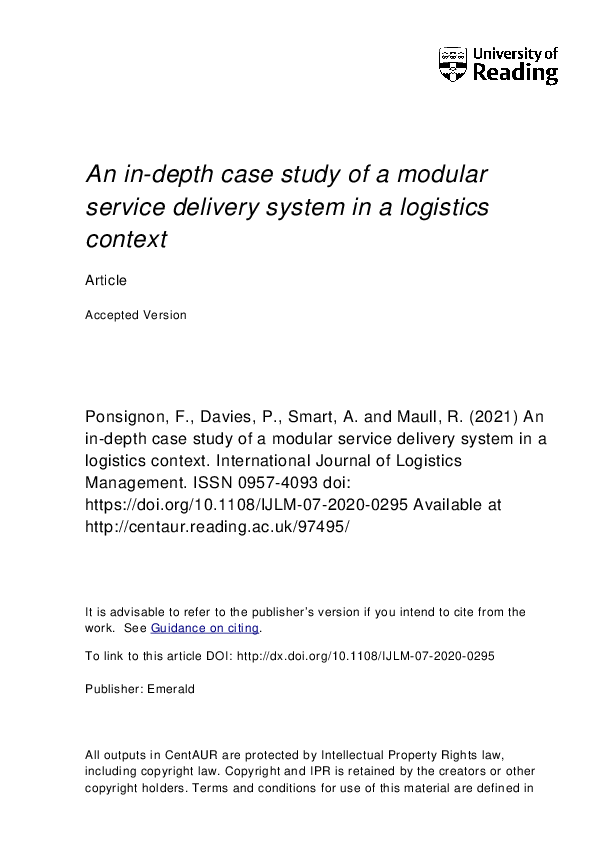 (PDF) An in-depth case study of a modular service delivery system in a ...