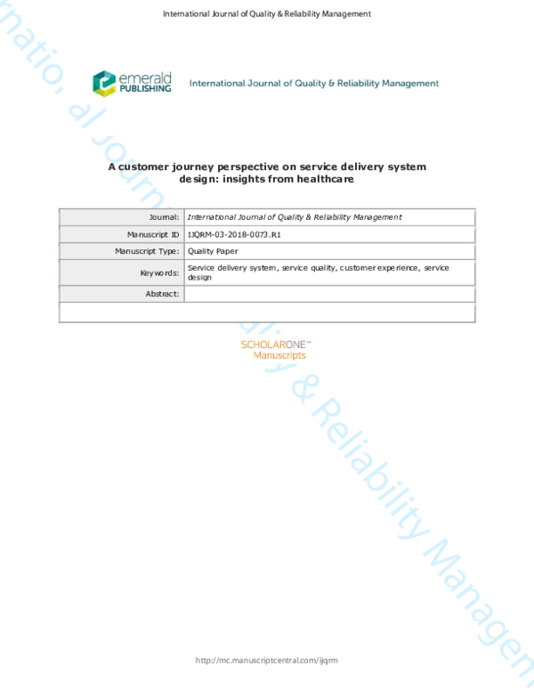 (PDF) A customer journey perspective on service delivery system design ...