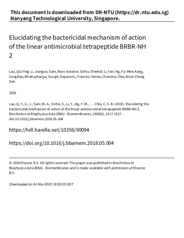 (PDF) {"__content__"=>"Elucidating the bactericidal mechanism of action ...