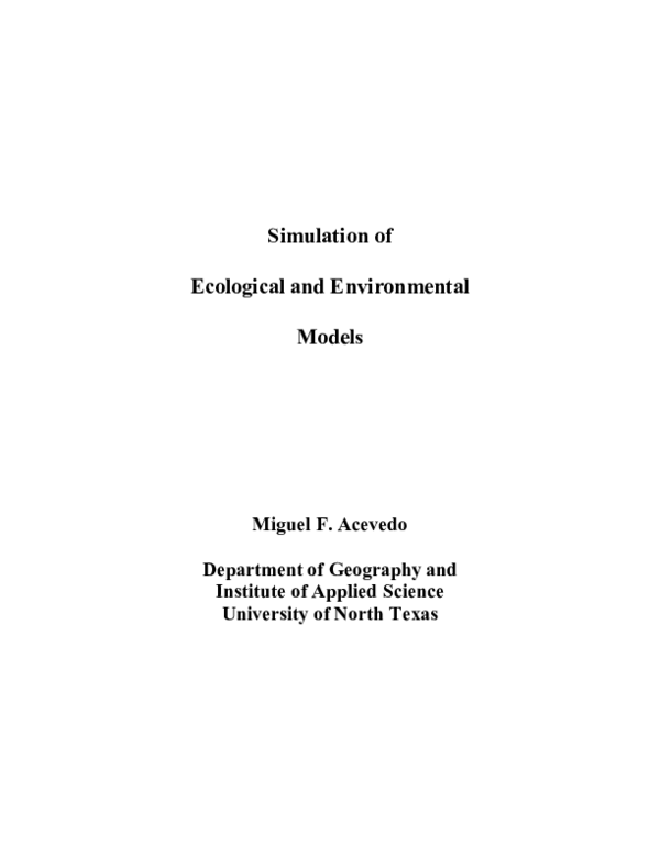 (PDF) Simulation of Ecological and Environmental Models