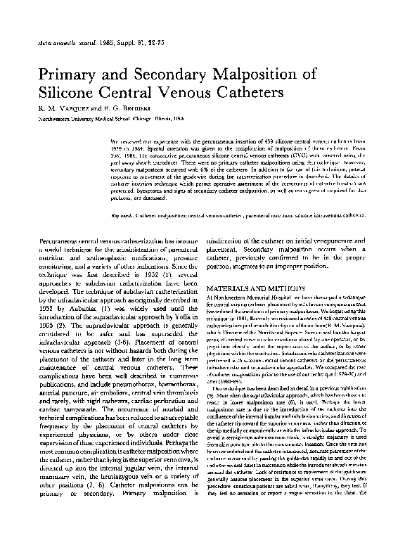 (PDF) Primary and Secondary Malposition of Silicone Central Venous ...