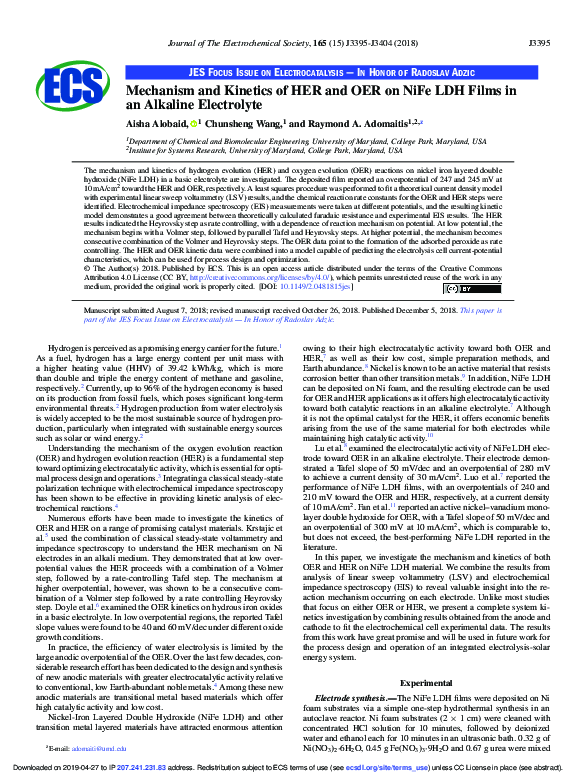 (PDF) Mechanism and Kinetics of HER and OER on NiFe LDH Films in an ...