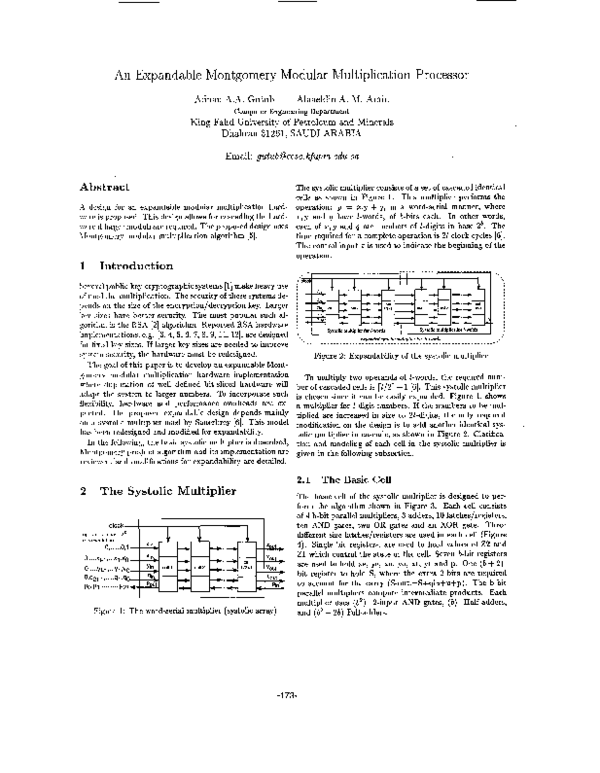 (PDF) An expandable Montgomery modular multiplication processor