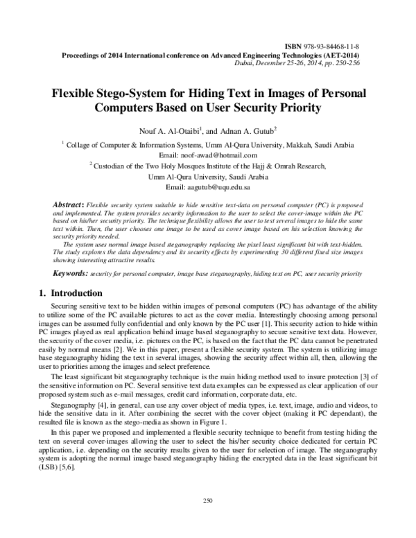 (PDF) Flexible Stego-System for Hiding Text in Images of Personal ...