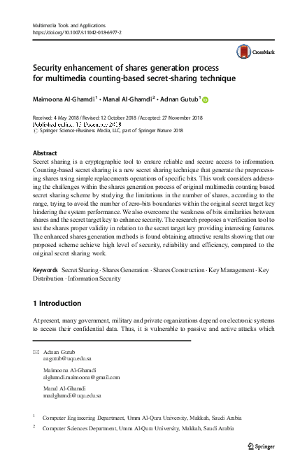 (PDF) Security enhancement of shares generation process for multimedia counting-based secret ...