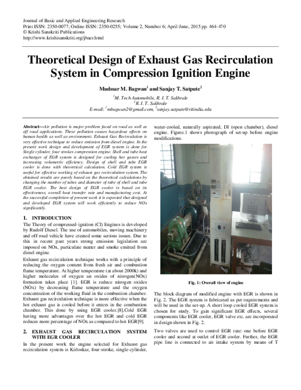 (PDF) Theoretical Design of Exhaust Gas Recirculation System in ...