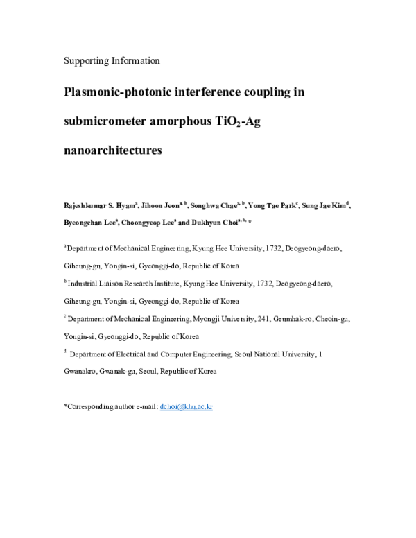 (PDF) Plasmonic-Photonic Interference Coupling in Submicrometer ... (PDF) Plasmonic-Photonic Interference Coupling in Submicrometer ...