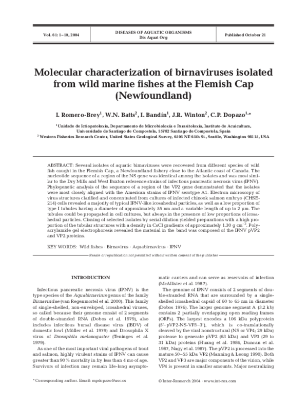 (PDF) Molecular characterization of birnaviruses isolated from wild ...