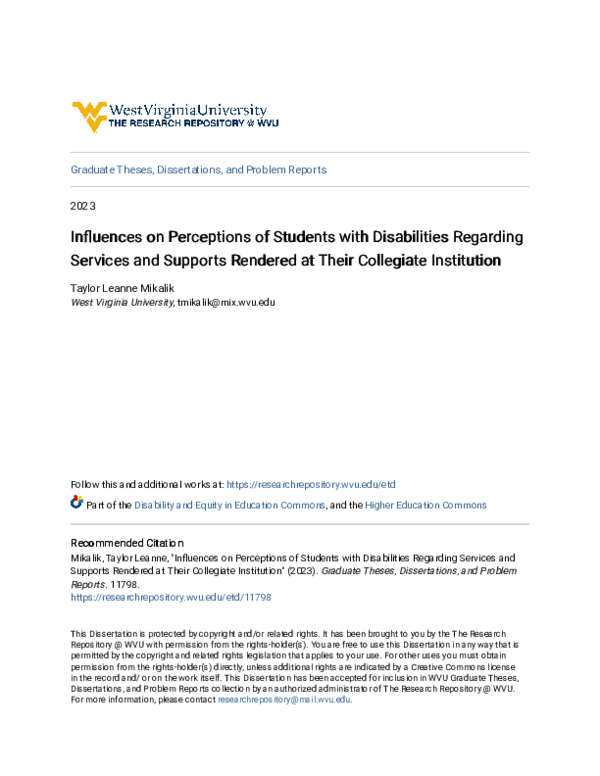 (PDF) Students with Disabilities: Perceptions of College Services