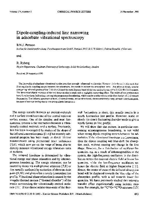 (PDF) Dipole Coupling and Line Narrowing in Adsorbate Spectroscopy