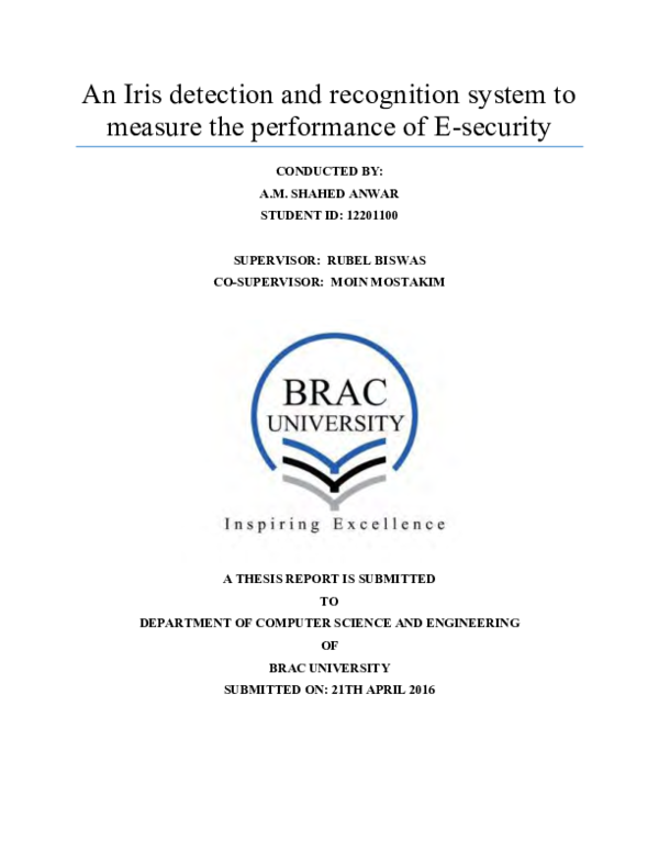 (PDF) An Iris detection and recognition system to measure the performance of e-security