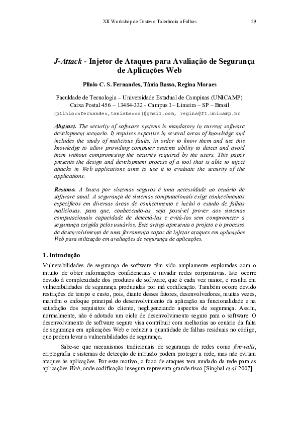 (PDF) J-Attack - Injetor de Ataques para Avaliação de Segurança de ...