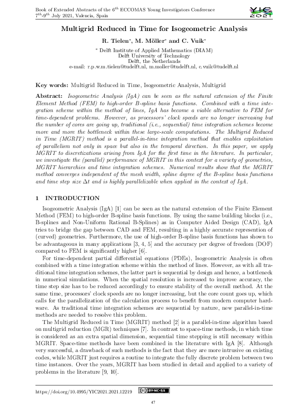 (PDF) Multigrid Reduced in Time for Isogeometric Analysis