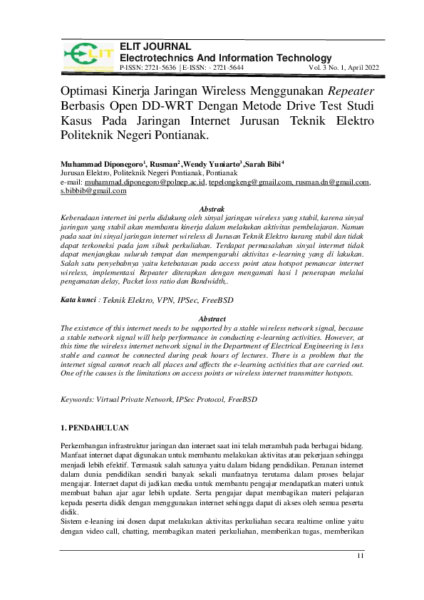 (PDF) Optimasi Kinerja Jaringan Wireless Menggunakan Repeater Berbasis ...