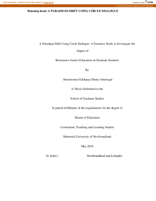 (PDF) A paradigm shift using circle dialogue: a narrative study to investigate the impact of ...