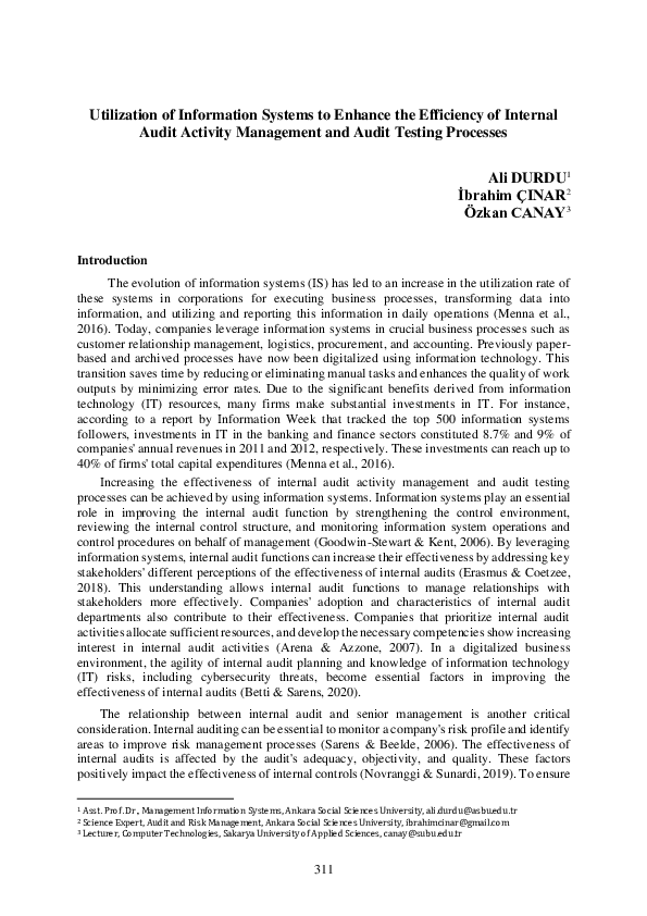 (PDF) Utilization of Information Systems to Enhance the Efficiency of Internal Audit Activity ...