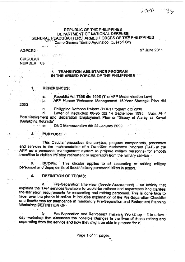 (PDF) Policy on Transition Assistance Program