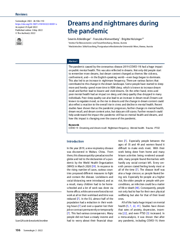 (PDF) Dreams and nightmares during the pandemic