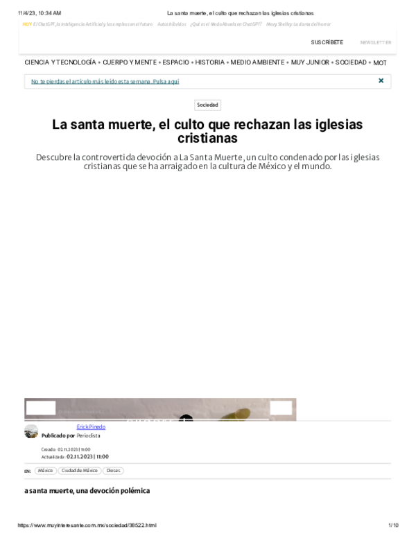 (PDF) La santa muerte: el culto que rechazan las iglesias cristianas