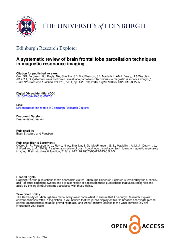 (PDF) A systematic review of brain frontal lobe parcellation techniques ...