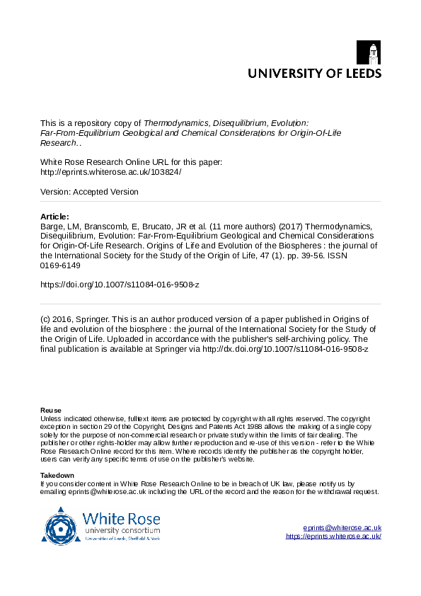 (PDF) Thermodynamics, Disequilibrium, Evolution: Far-From-Equilibrium ...