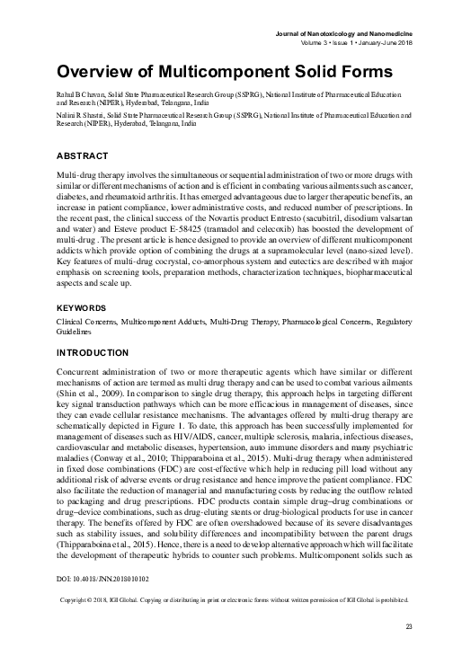 (PDF) Overview of Multicomponent Solid Forms