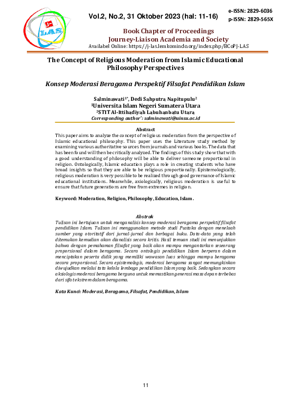 (PDF) The Concept of Religious Moderation from Islamic Educational ...