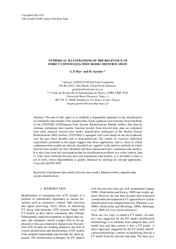 Pdf Numerical Illustrations Of The Relevance Of Direct Continuous