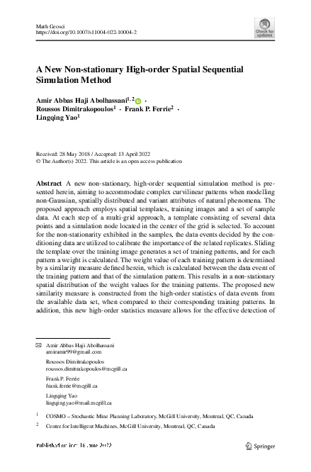 Pdf A New Non Stationary High Order Spatial Sequential Simulation Method